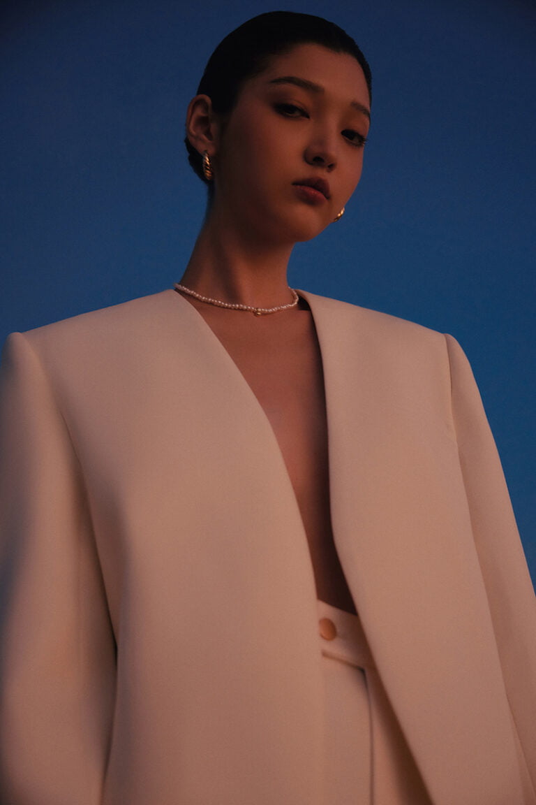 Twill Blazer Without Lapels - Reina