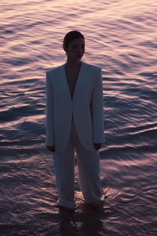 Twill Blazer Without Lapels - Reina