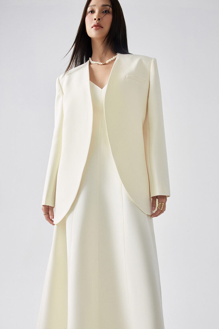 Twill Blazer Without Lapels - Reina
